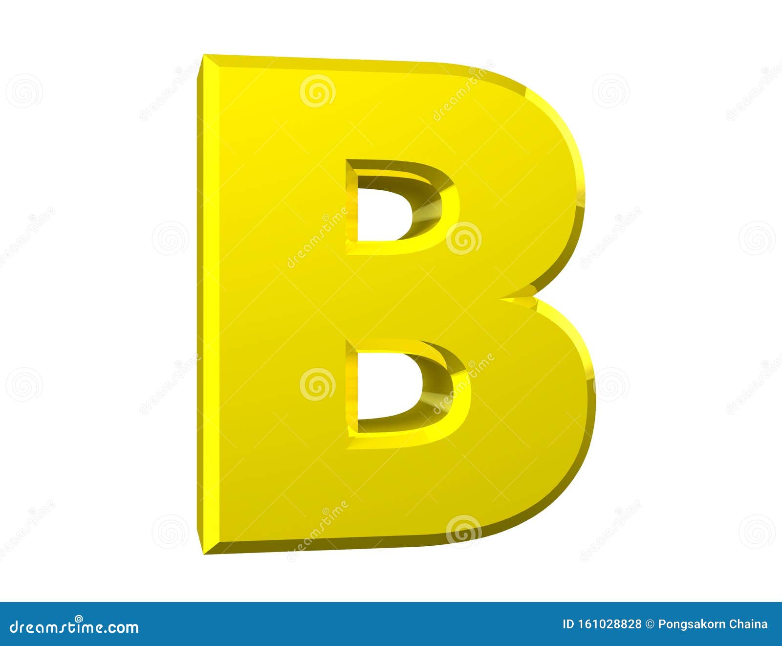 The Yellow Letter B on White Background 3d Rendering Stock Illustration ...