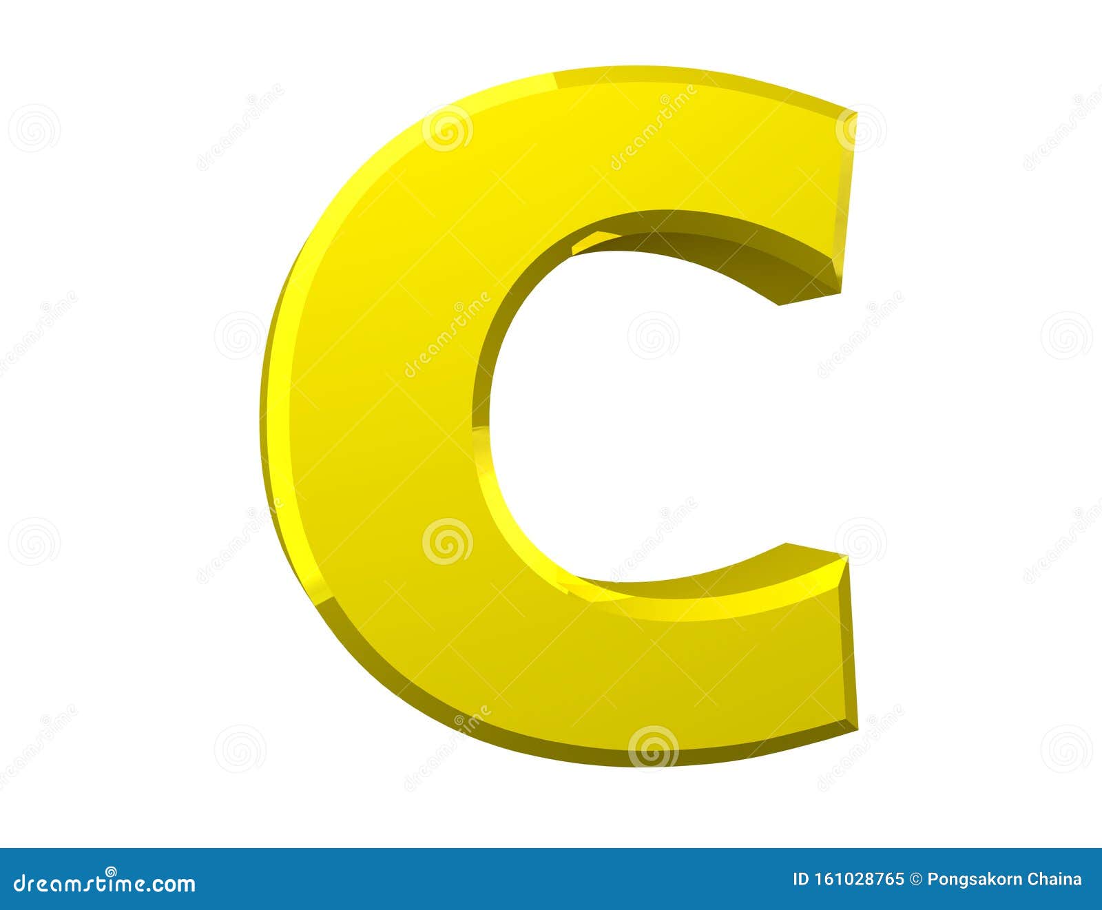 The Yellow Letter C on White Background 3d Rendering Stock Illustration ...