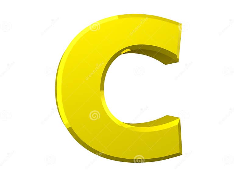 The Yellow Letter C on White Background 3d Rendering Stock Illustration ...