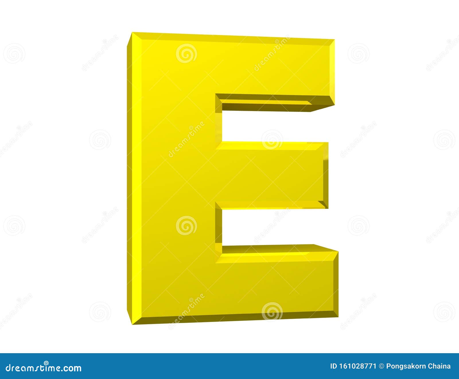 The Yellow Letter E on White Background 3d Rendering Stock Illustration ...