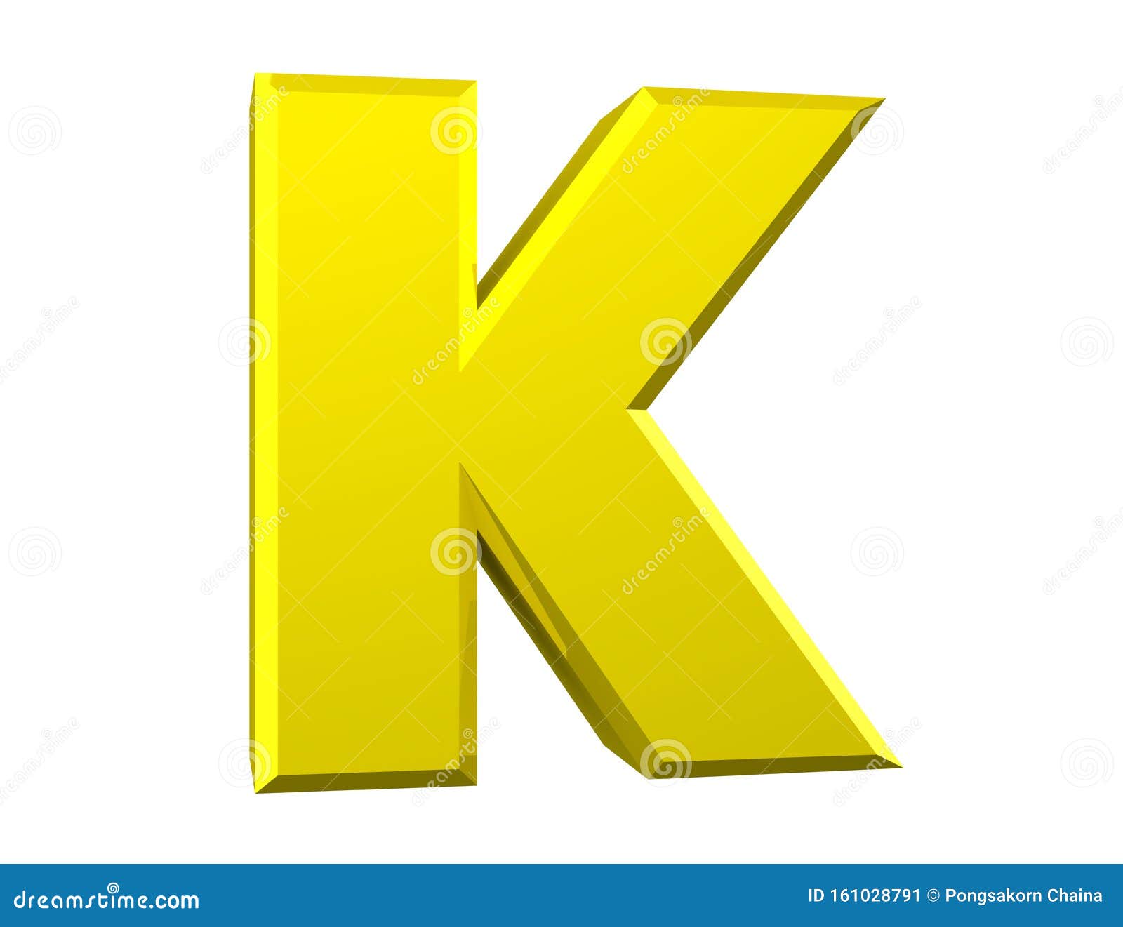 The Yellow Letter K on White Background 3d Rendering Stock Illustration ...