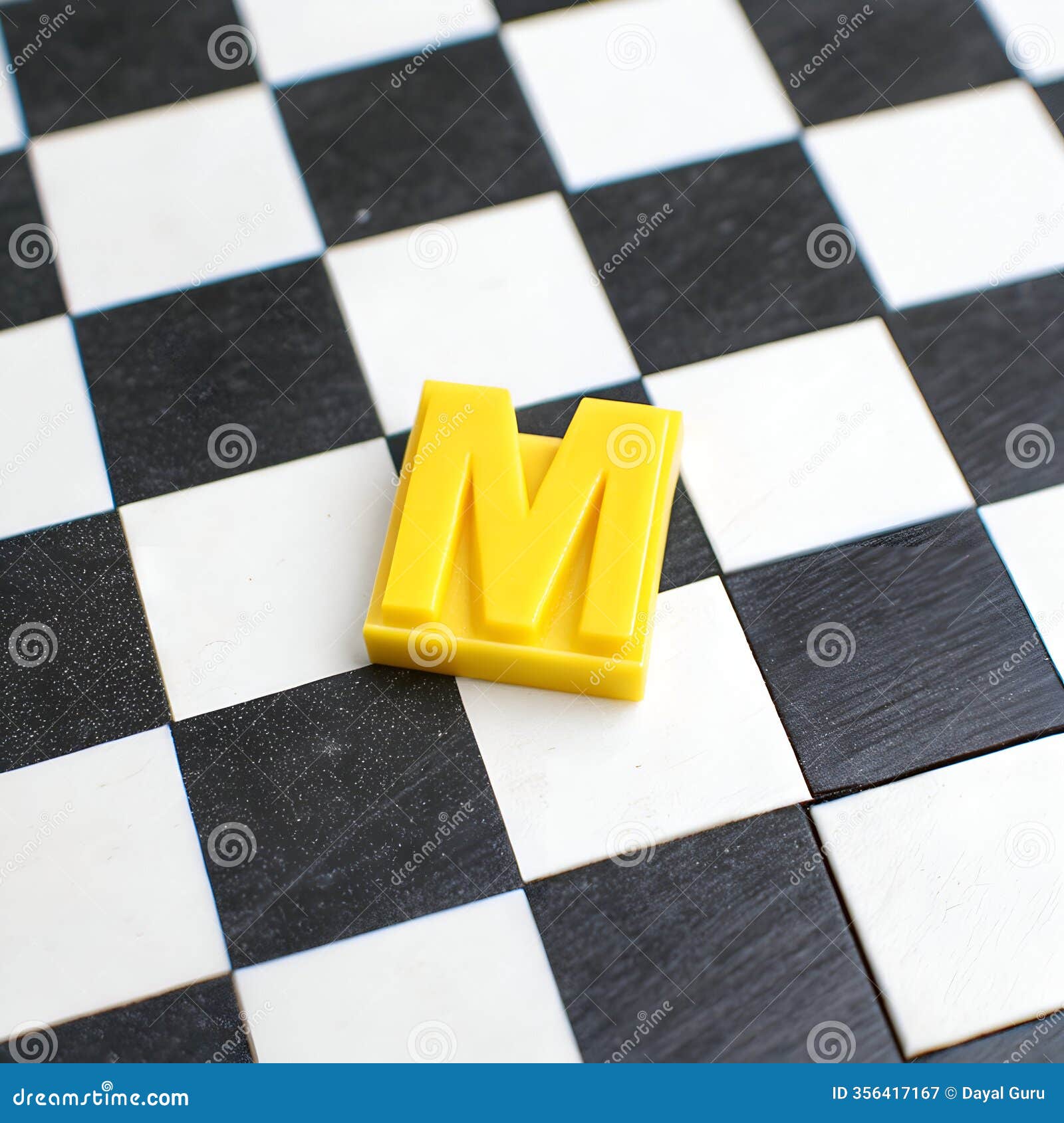 Yellow Letter M on Checkered Background Stock Illustration ...