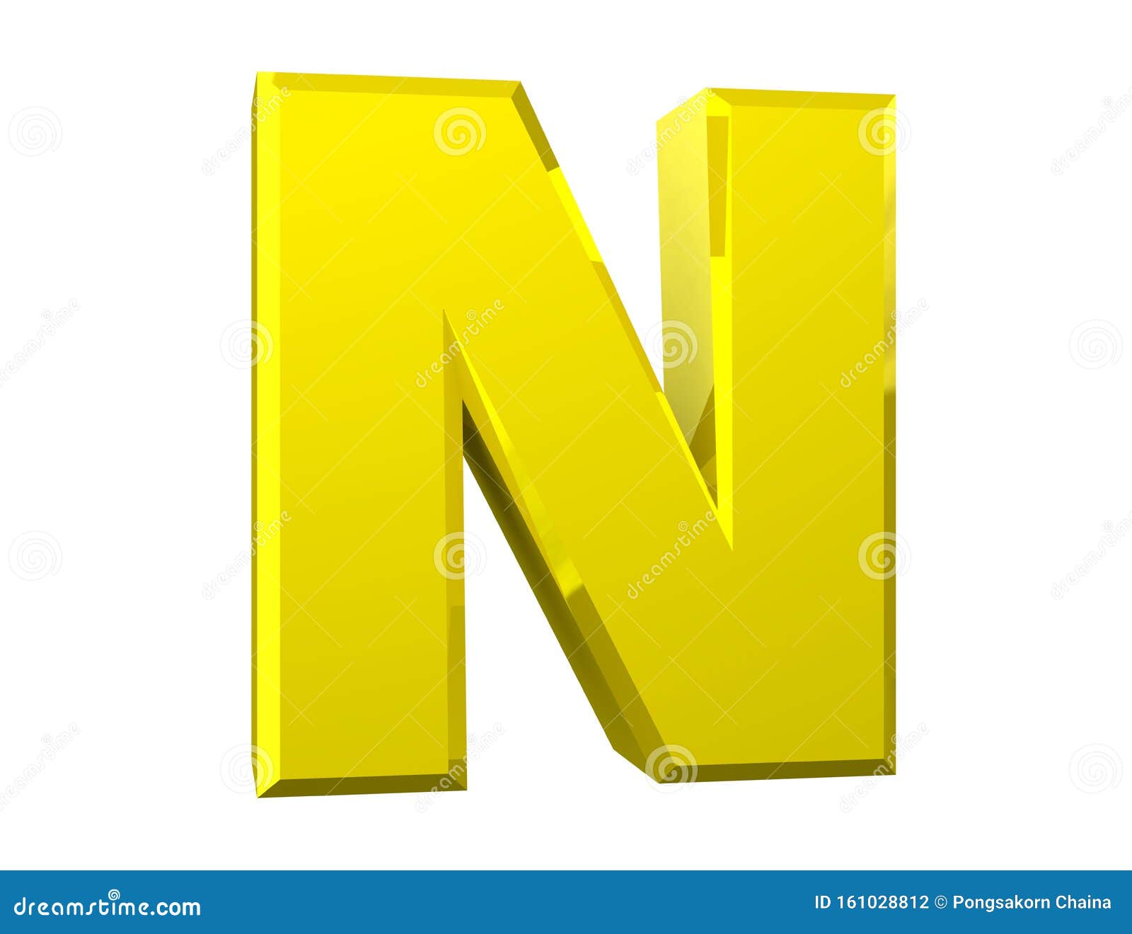 The Yellow Letter N on White Background 3d Rendering Stock Illustration ...