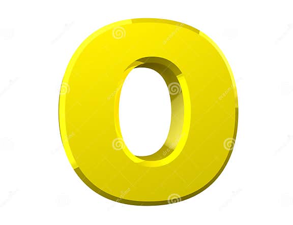 The Yellow Letter O on White Background 3d Rendering Stock Illustration ...