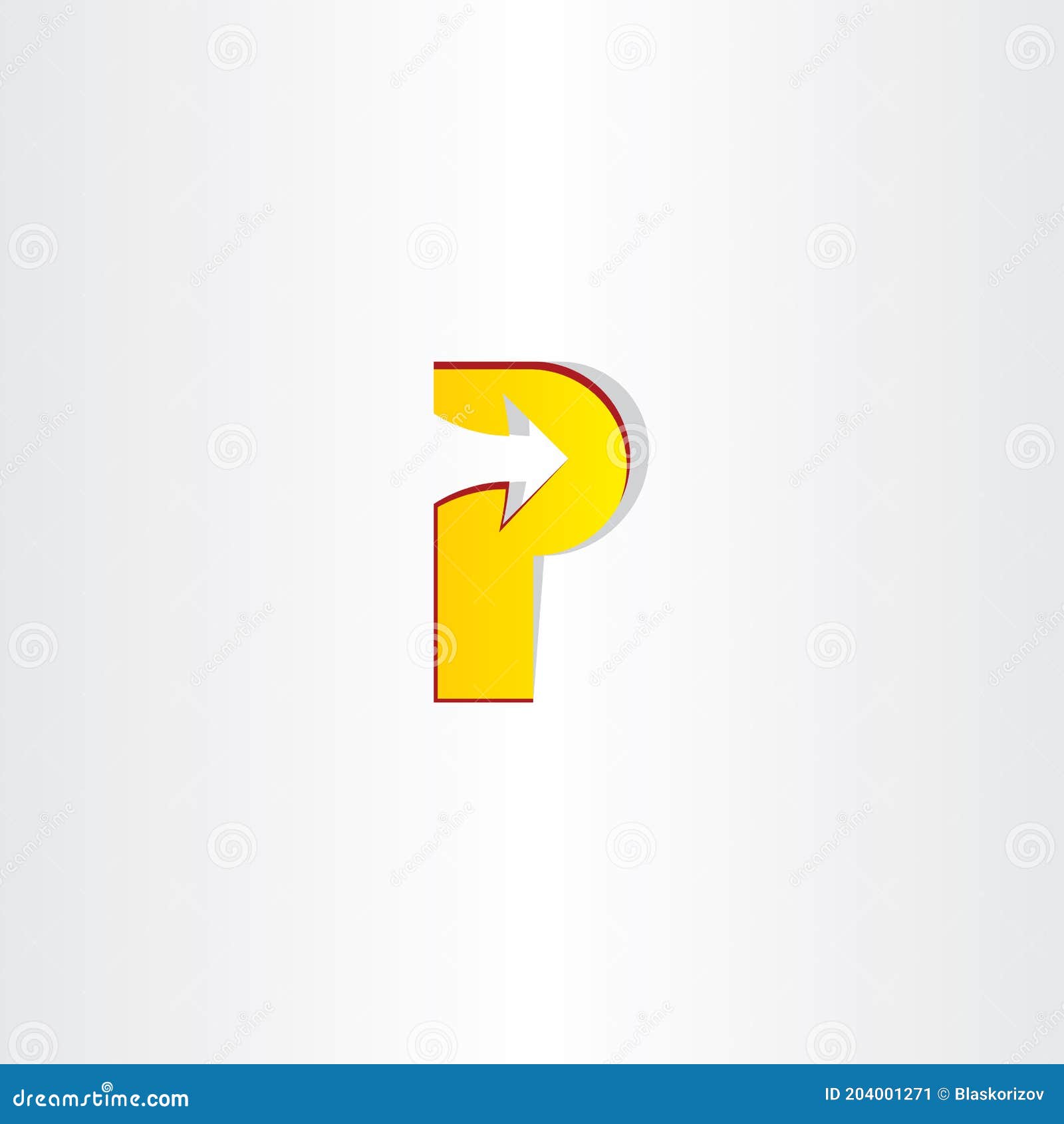Yellow letter p with arrow stock vector. Illustration of brand - 204001271