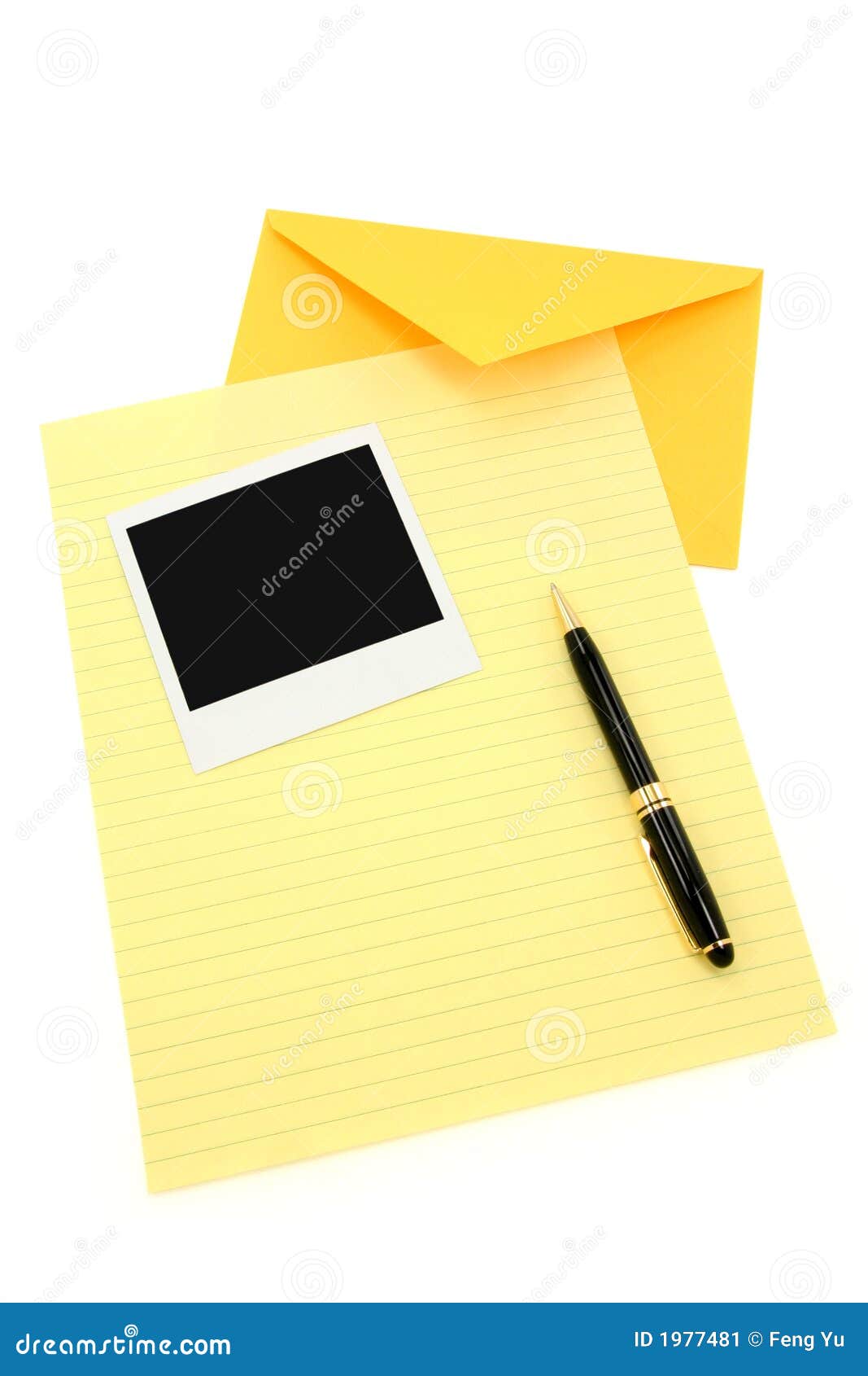 Yellow Letter Paper and Yellow Envelope Stock Image - Image of letter ...