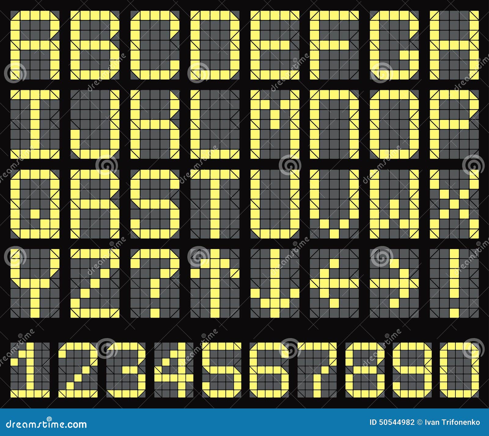 Yellow letters and numbers stock vector. Illustration of lamp - 50544982