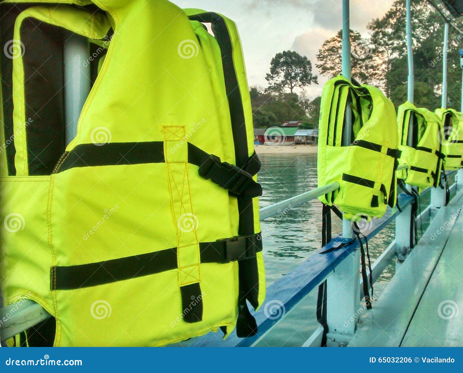 Yellow Life Jackets on Ferry Stock Photo - Image of style, safety: 65032206