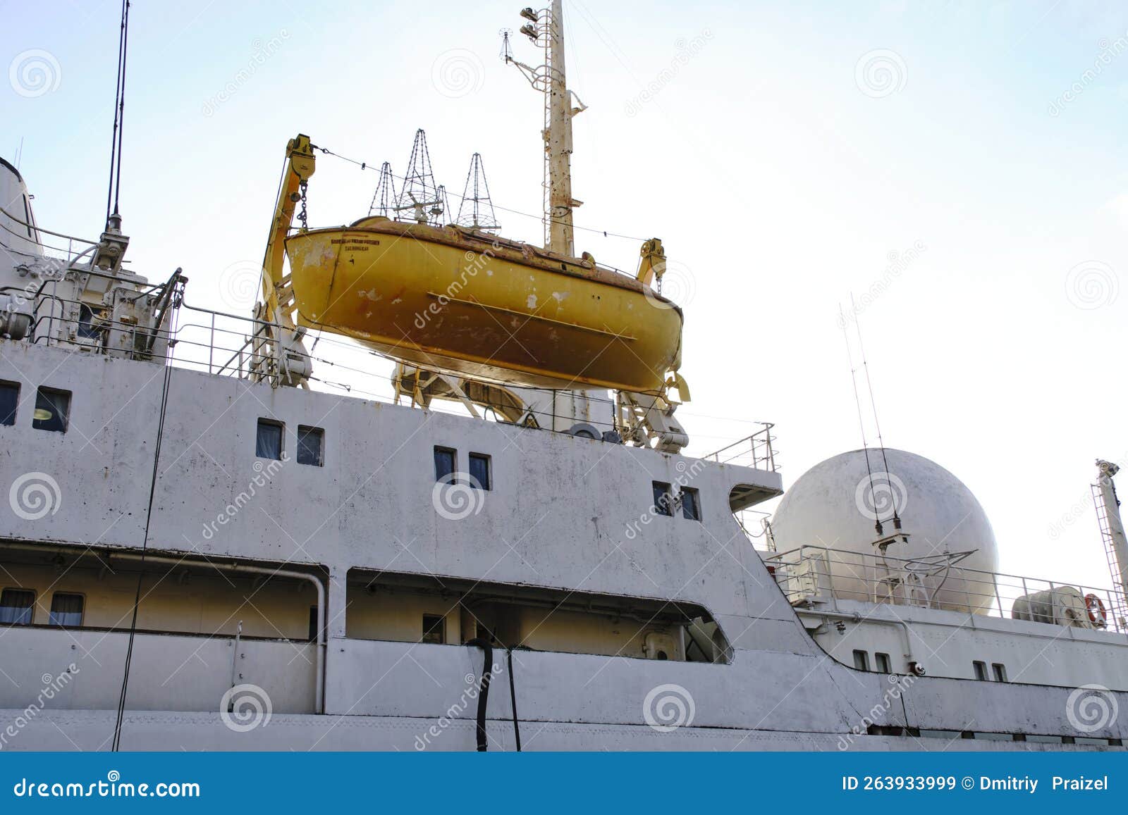 Yellow Lifeboat Stern Old Ship. Stock Image - Image of water, equipment ...