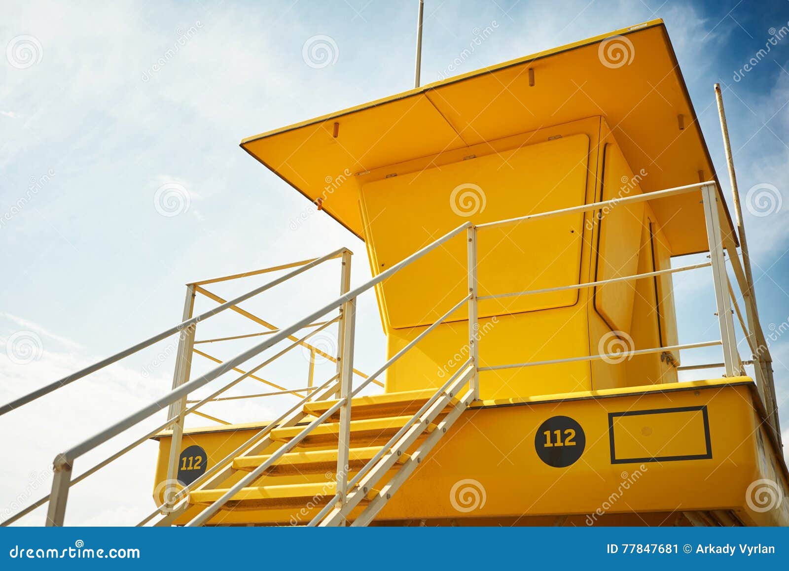 Yellow Lifeguard Post on an Empty Beach Stock Image - Image of post ...