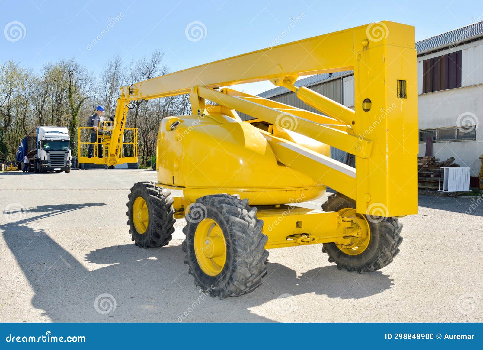 Yellow Lift Loader Platform Stock Photo - Image of lift, carriage ...