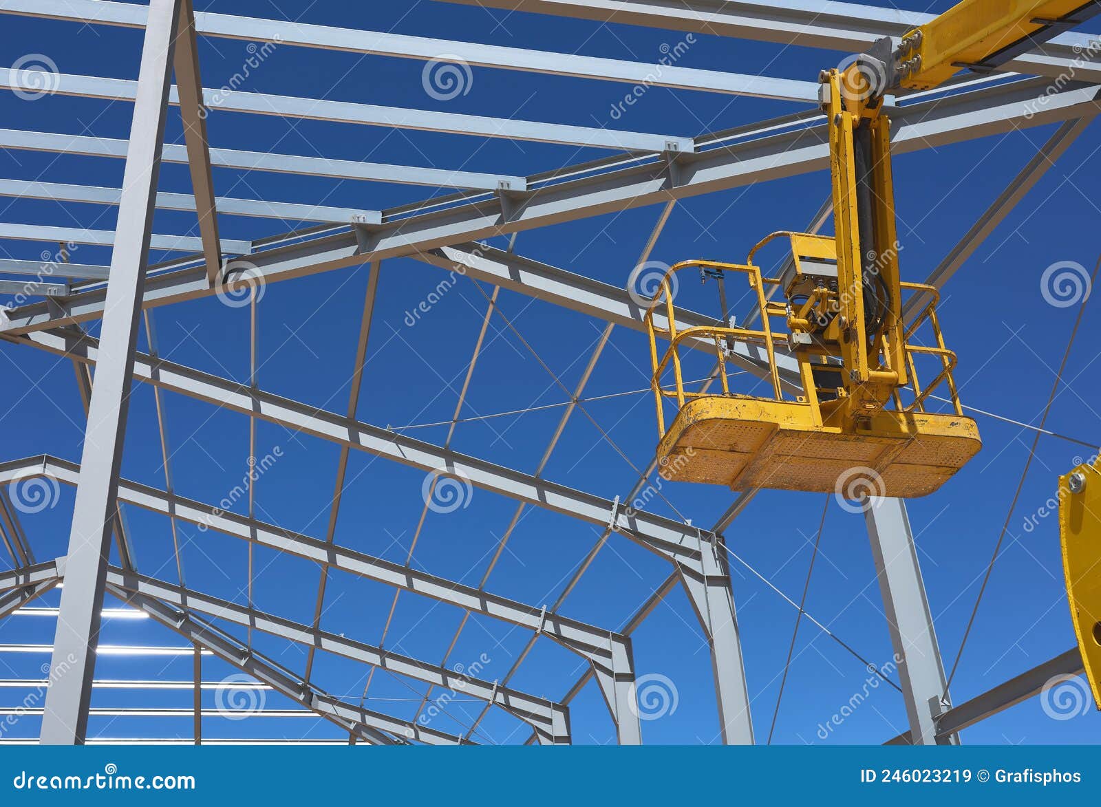 Yellow Lifting Platform for Construction in the Construction of Stock ...
