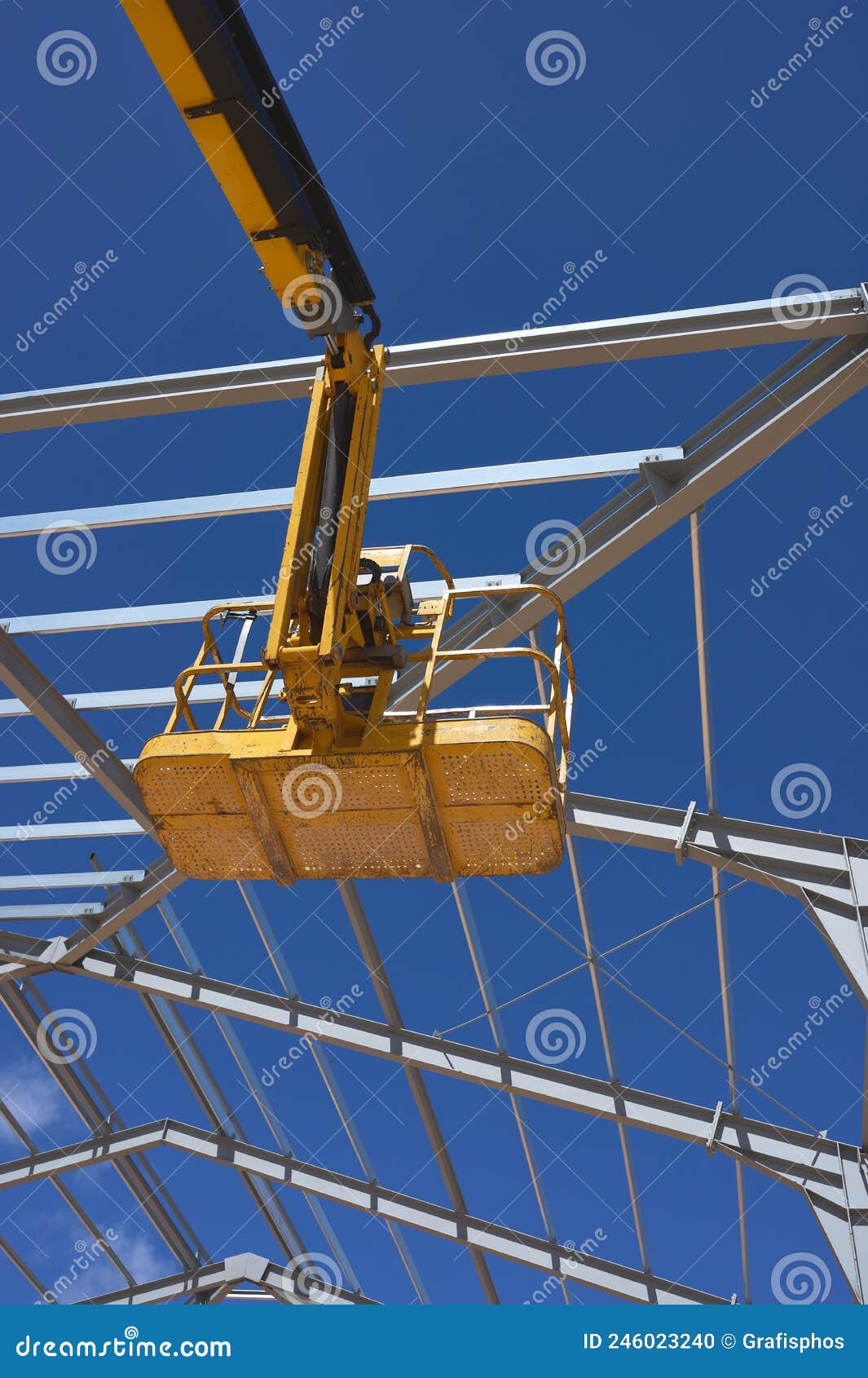Yellow Lifting Platform for Construction in the Construction of Stock ...