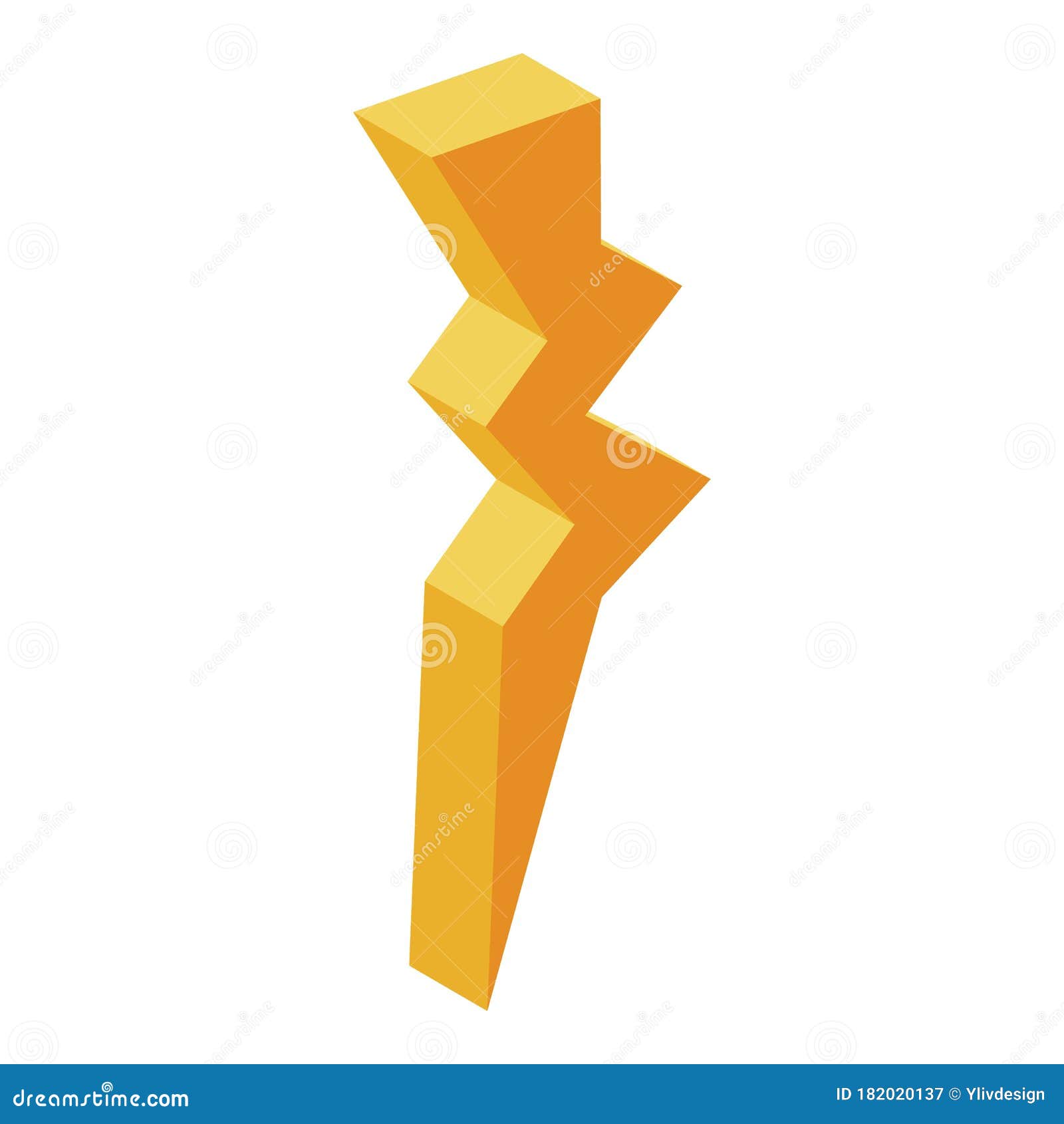 Yellow Light Bolt Icon, Isometric Style Stock Vector - Illustration of ...