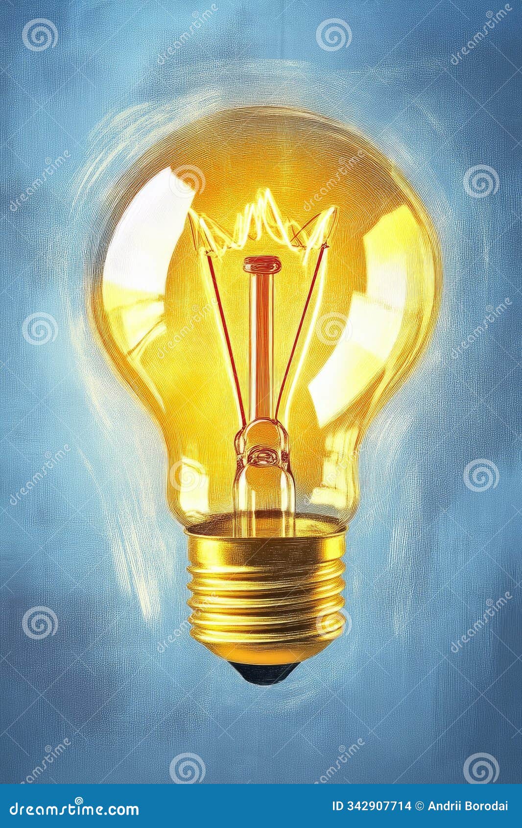 Yellow Light Bulb with Artistic Drawn Lines. Stock Illustration ...