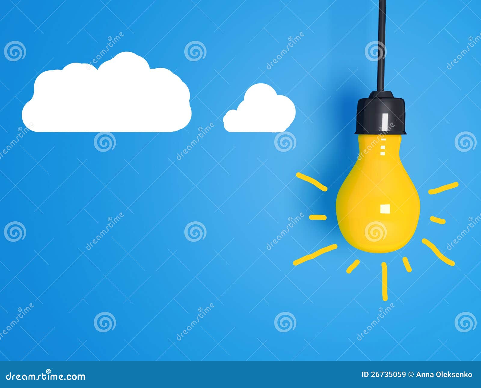 Yellow Light Bulb on Blue Background. Stock Illustration - Illustration ...