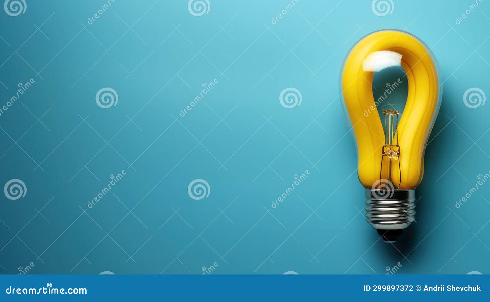 Yellow Light Bulb on Blue Background with Copy Space Stock Illustration ...