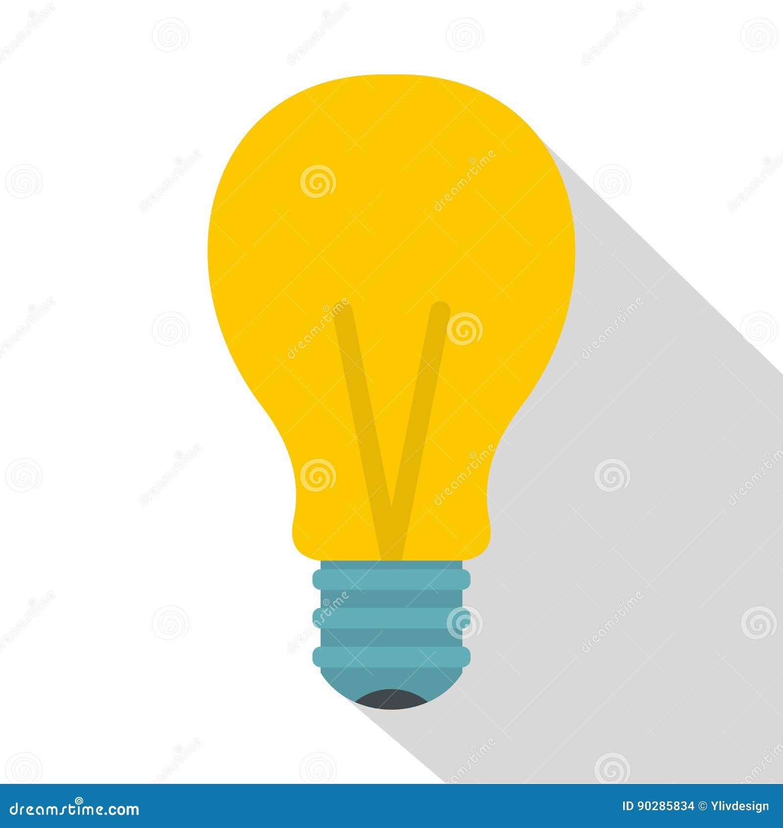 Yellow Light Bulb Icon, Flat Style Stock Vector - Illustration of bulb ...