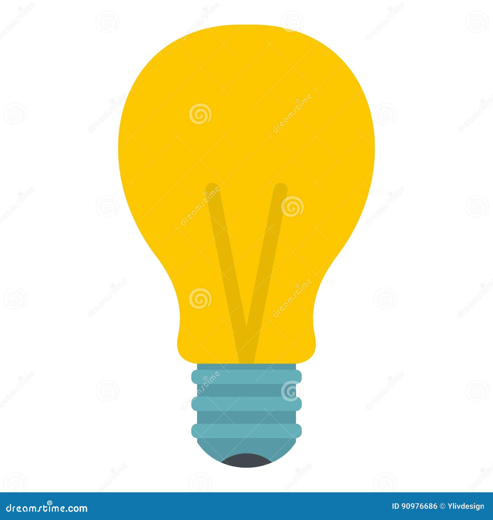 Yellow light bulb icon stock vector. Illustration of ball - 90976686