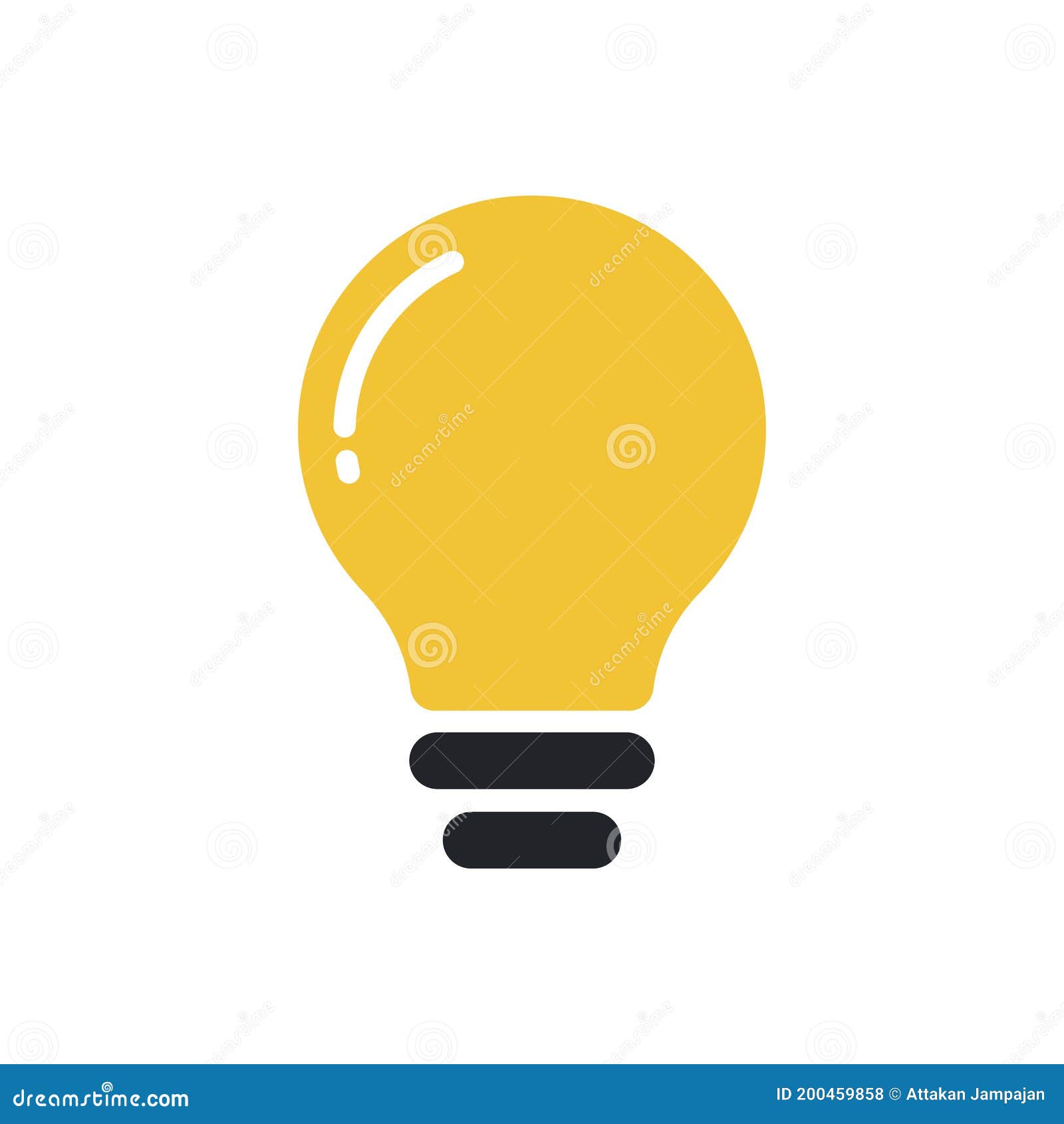 Yellow Light Bulb Icon on White Background Stock Vector - Illustration ...