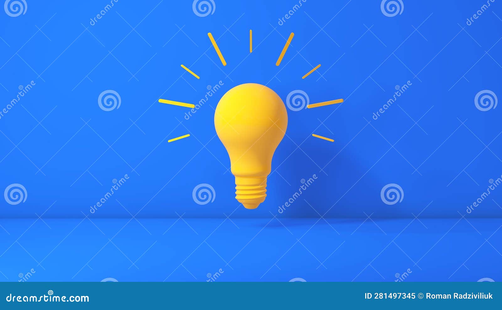 Yellow Light Bulb Idea on a Blue Studio Background. Business Concept ...