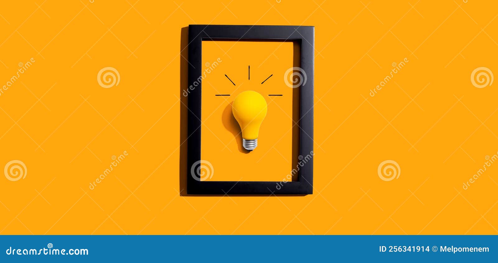 Yellow Light Bulb Inside a Frame - Inspiration, Creativity Themes Stock ...