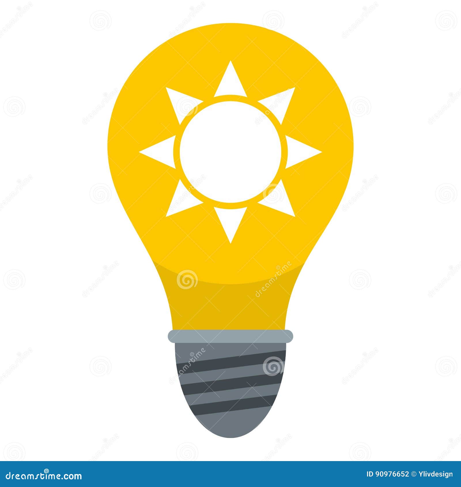 Yellow Light Bulb with Sun Inside Icon Stock Vector - Illustration of ...