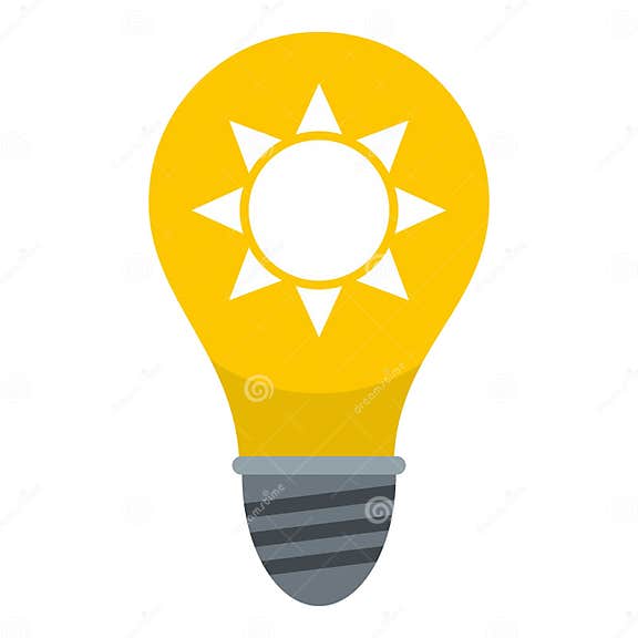 Yellow Light Bulb with Sun Inside Icon Stock Vector - Illustration of ...
