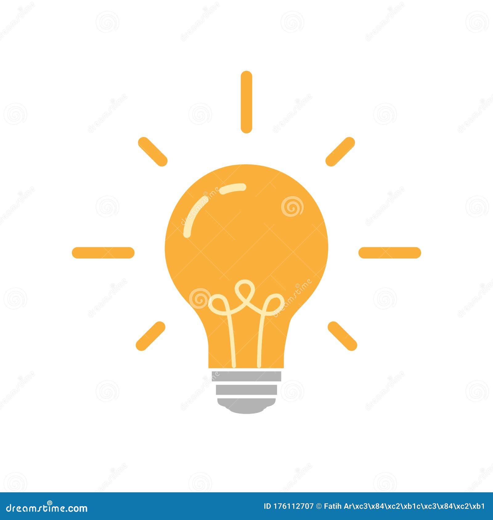 Yellow Light Bulb Symbol. Drawing To Isolated Vector Stock Vector ...