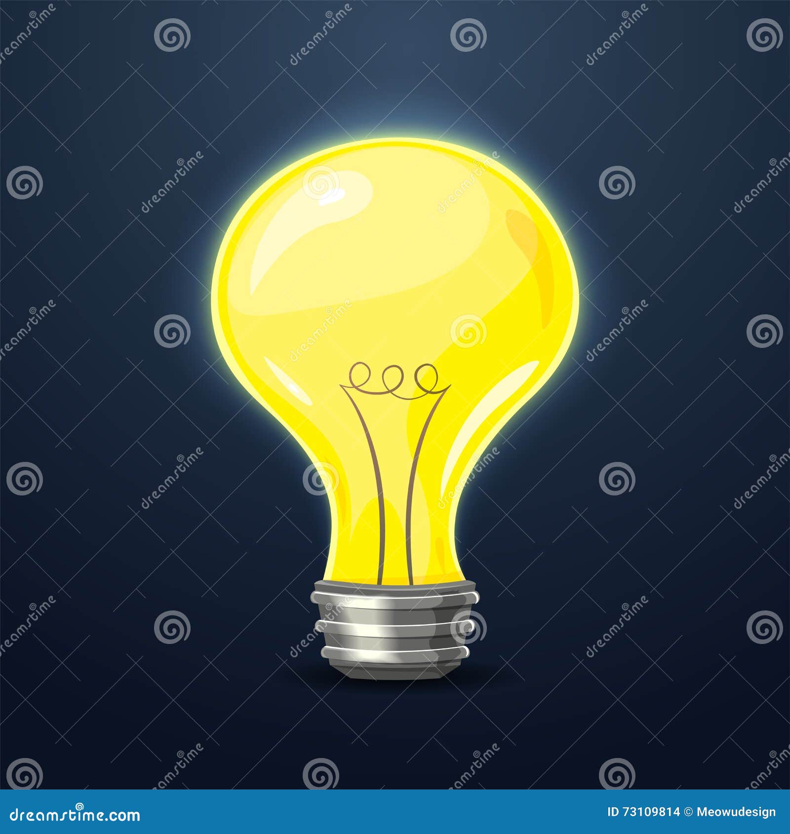 Yellow Light Bulb, Vector Illustration Stock Vector - Illustration of ...