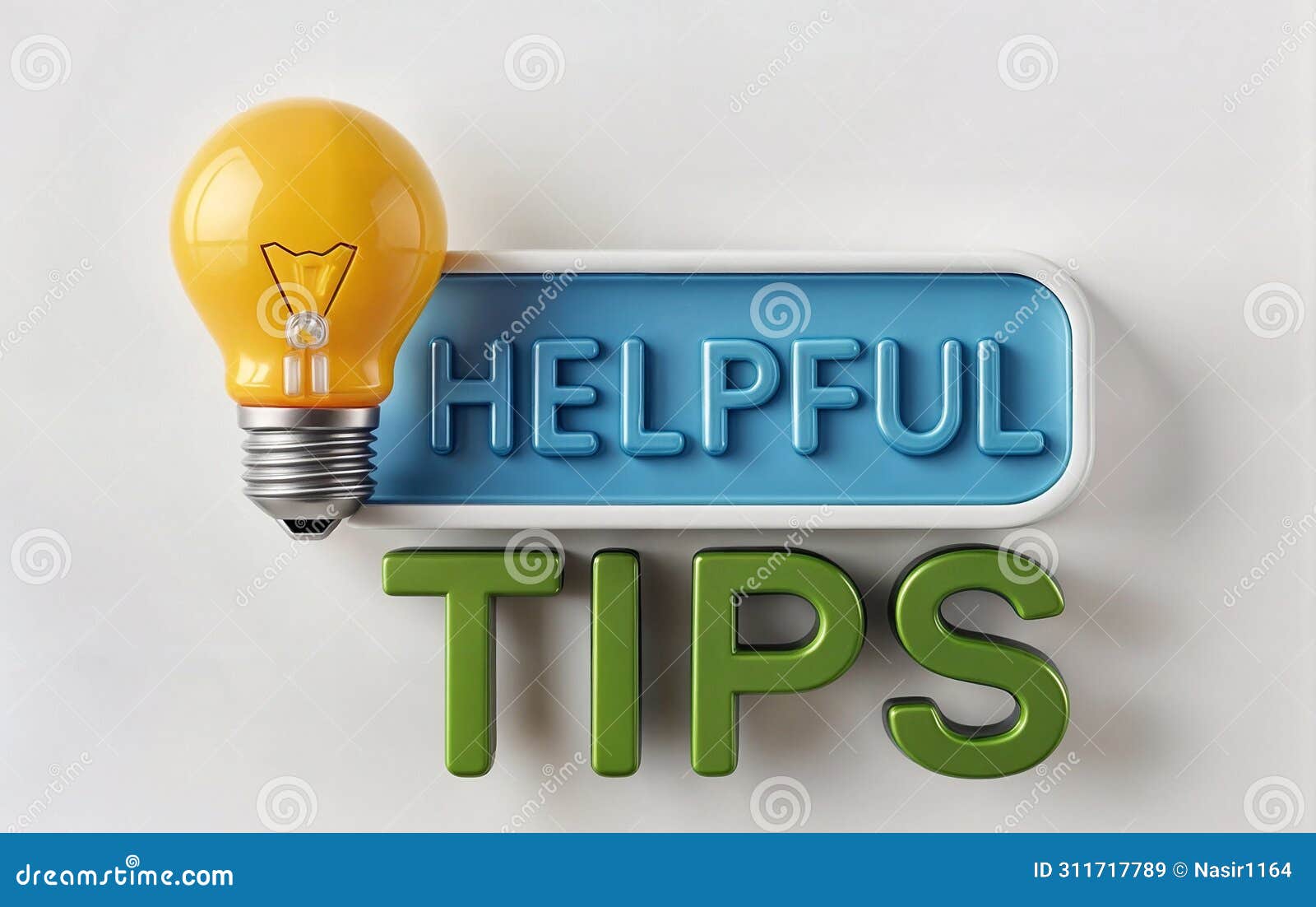 A Yellow Light Bulb with Word Text Helpful Tips Stock Illustration ...
