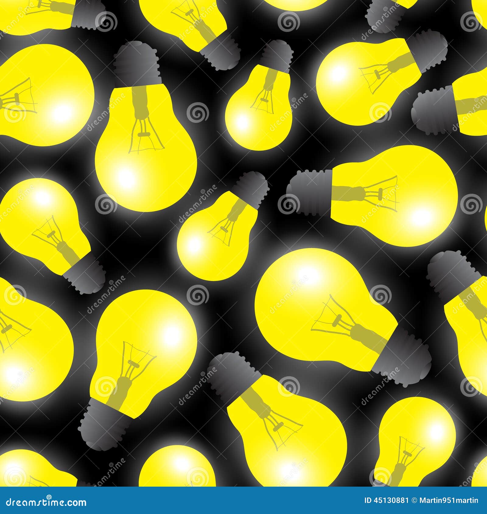 Yellow Light Bulbs - Light Source Seamless Pattern Stock Vector ...