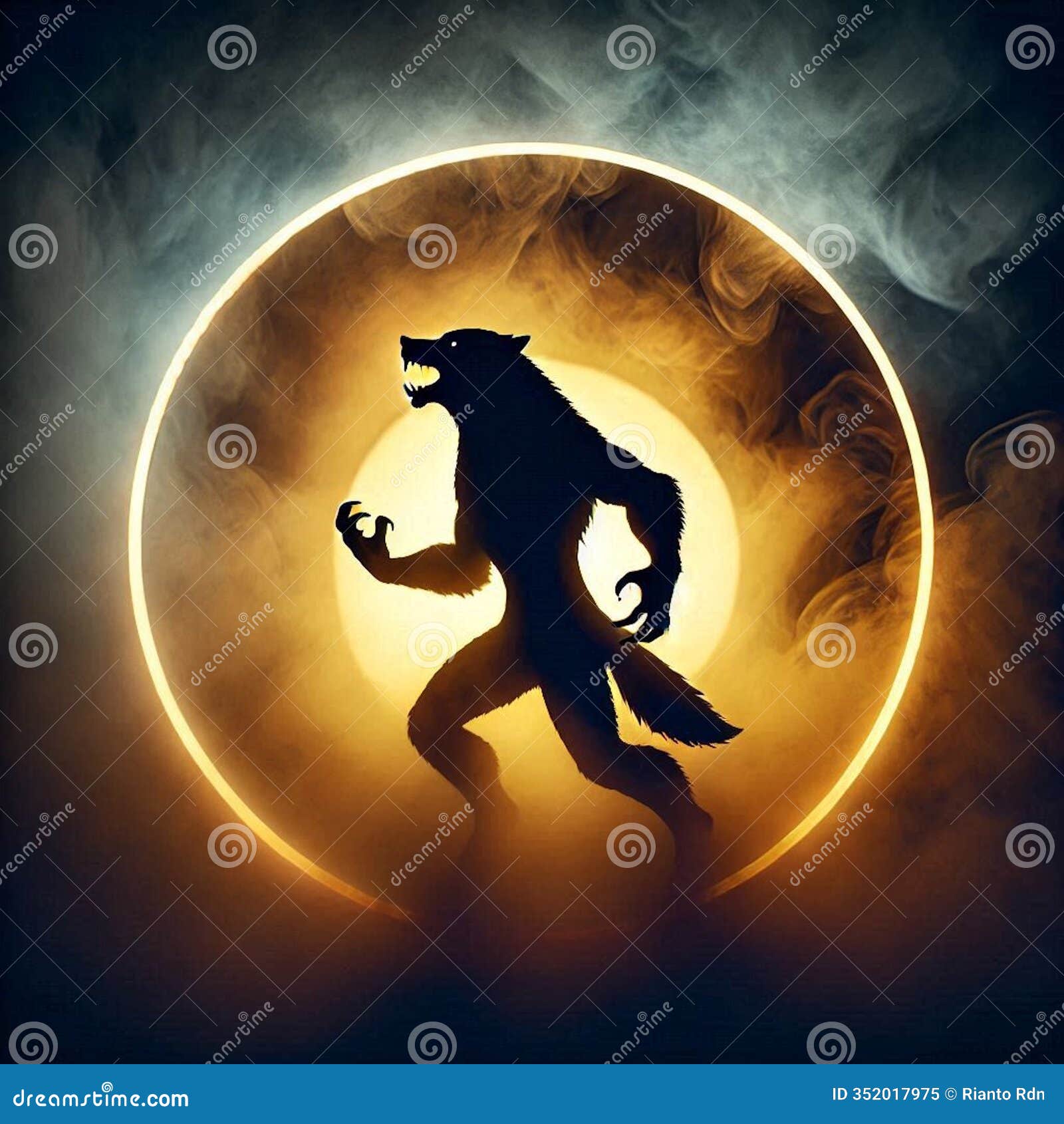 The Yellow Light Curse: a Werewolf S Silhouette Stock Illustration ...