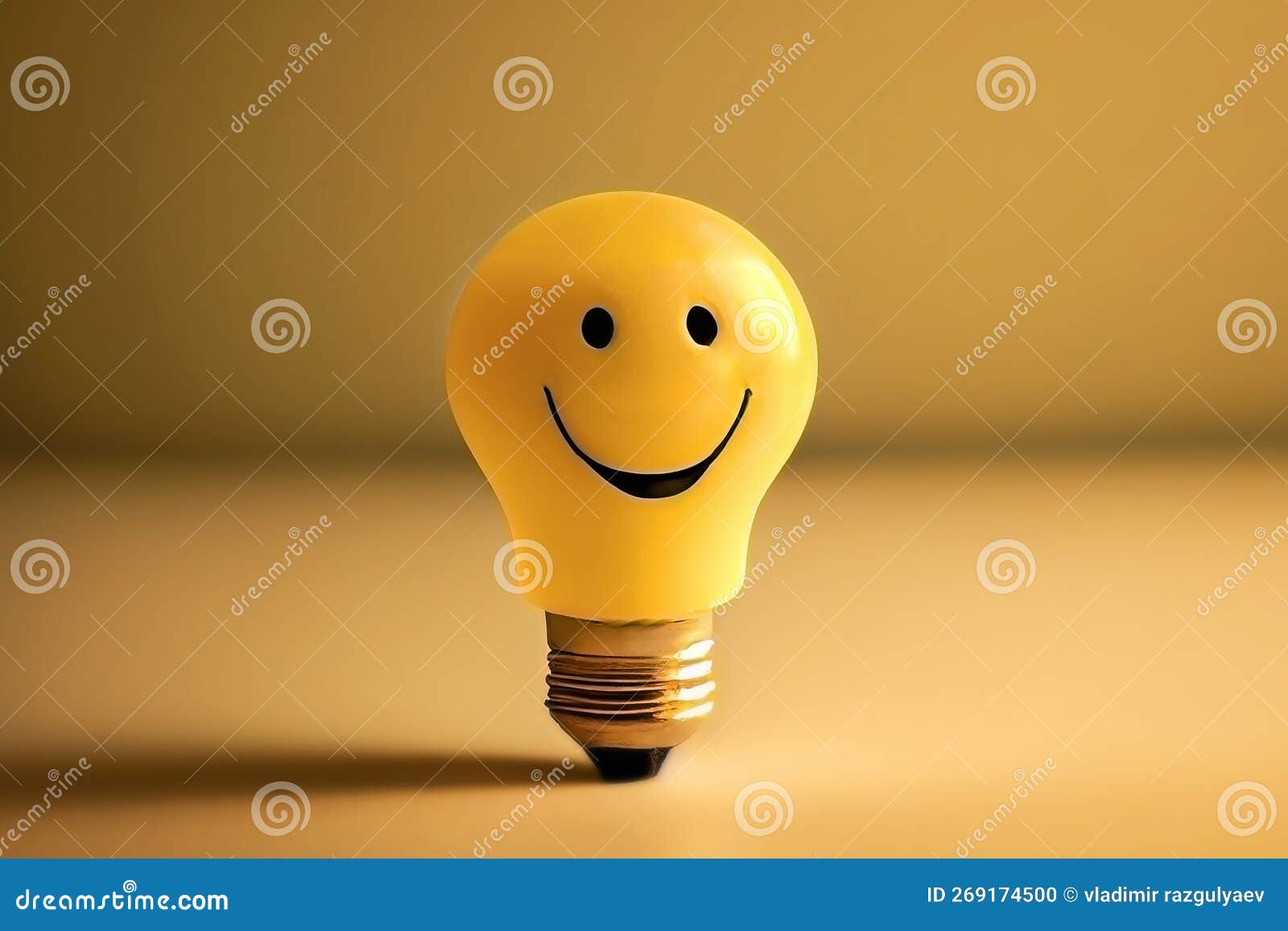 Yellow Light Smiley Smile Friendly Face, a Symbol of a Successful Idea ...