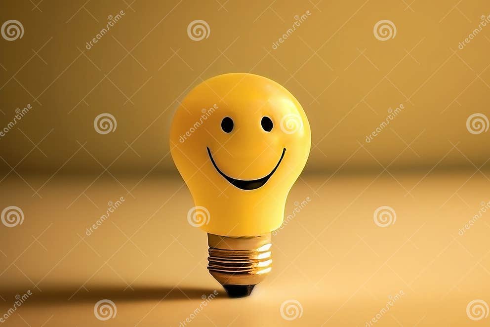 Yellow Light Smiley Smile Friendly Face, a Symbol of a Successful Idea ...