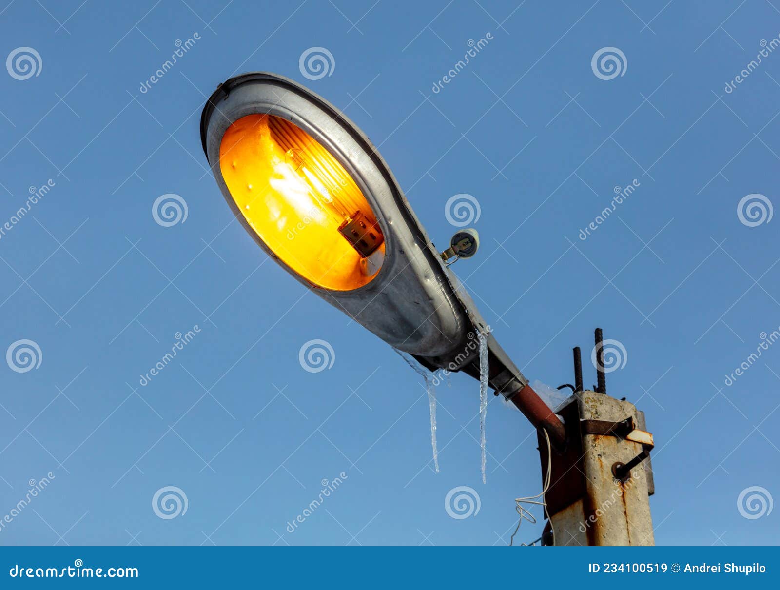 Yellow Light from a Street Spotlight Stock Image - Image of equipment ...