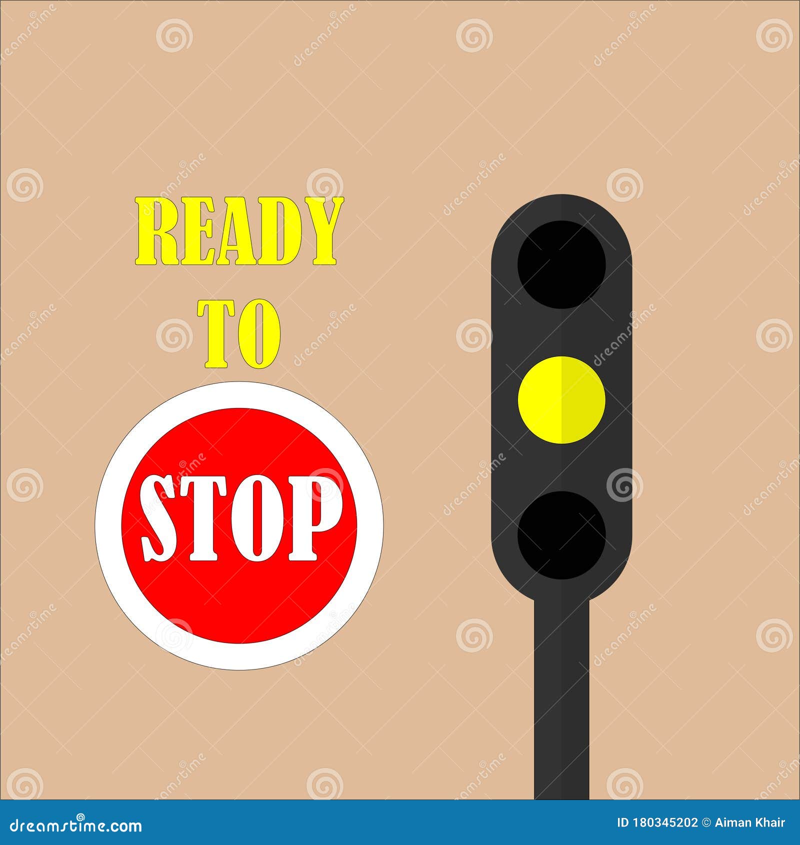Yellow Light at Traffic Light Pole Illustration Vector Stock Vector ...