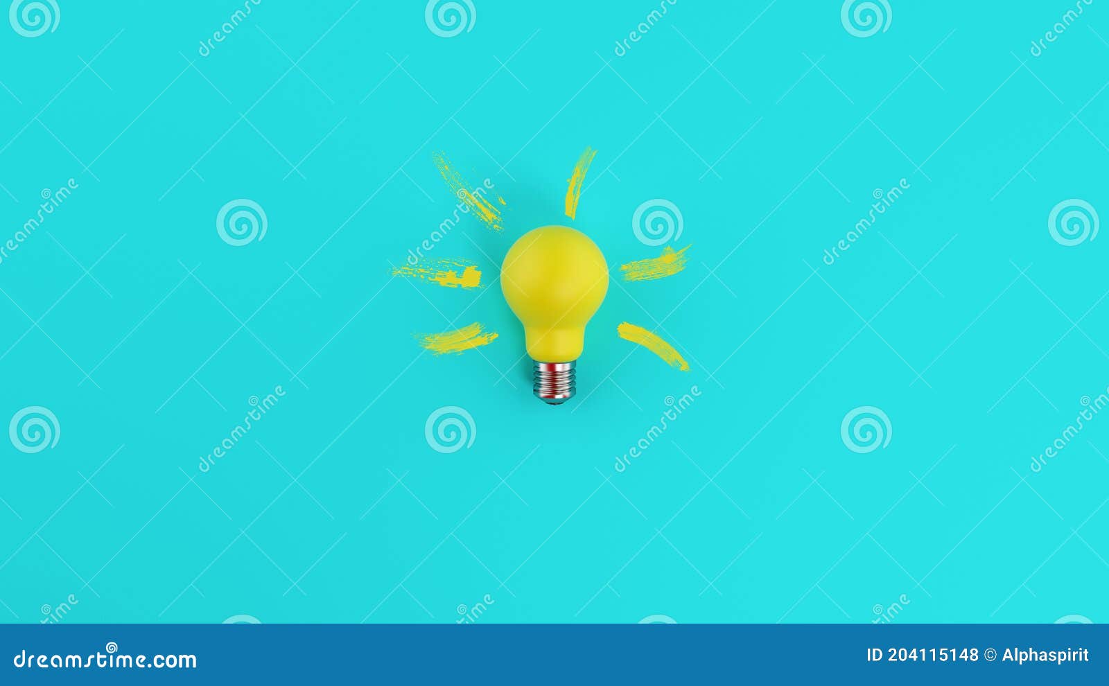 Yellow Lightbulb Line On Pastel Green Background Stock Image ...