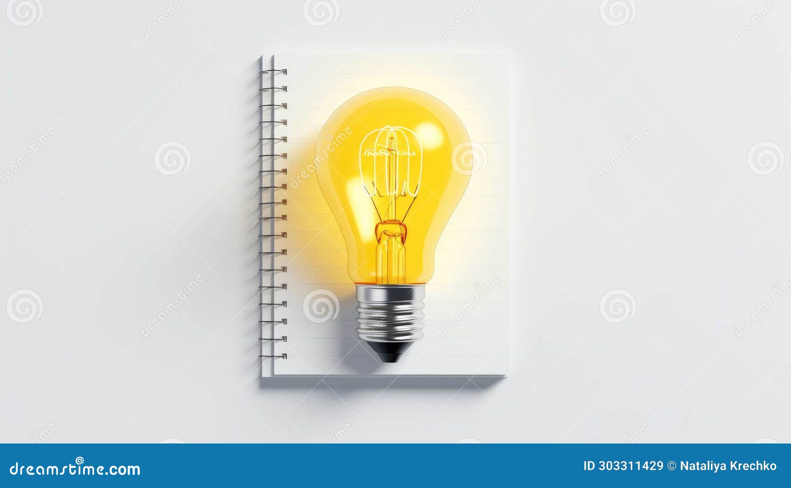 Yellow Lightbulb Isolated on White with Notebook Stock Image - Image of ...