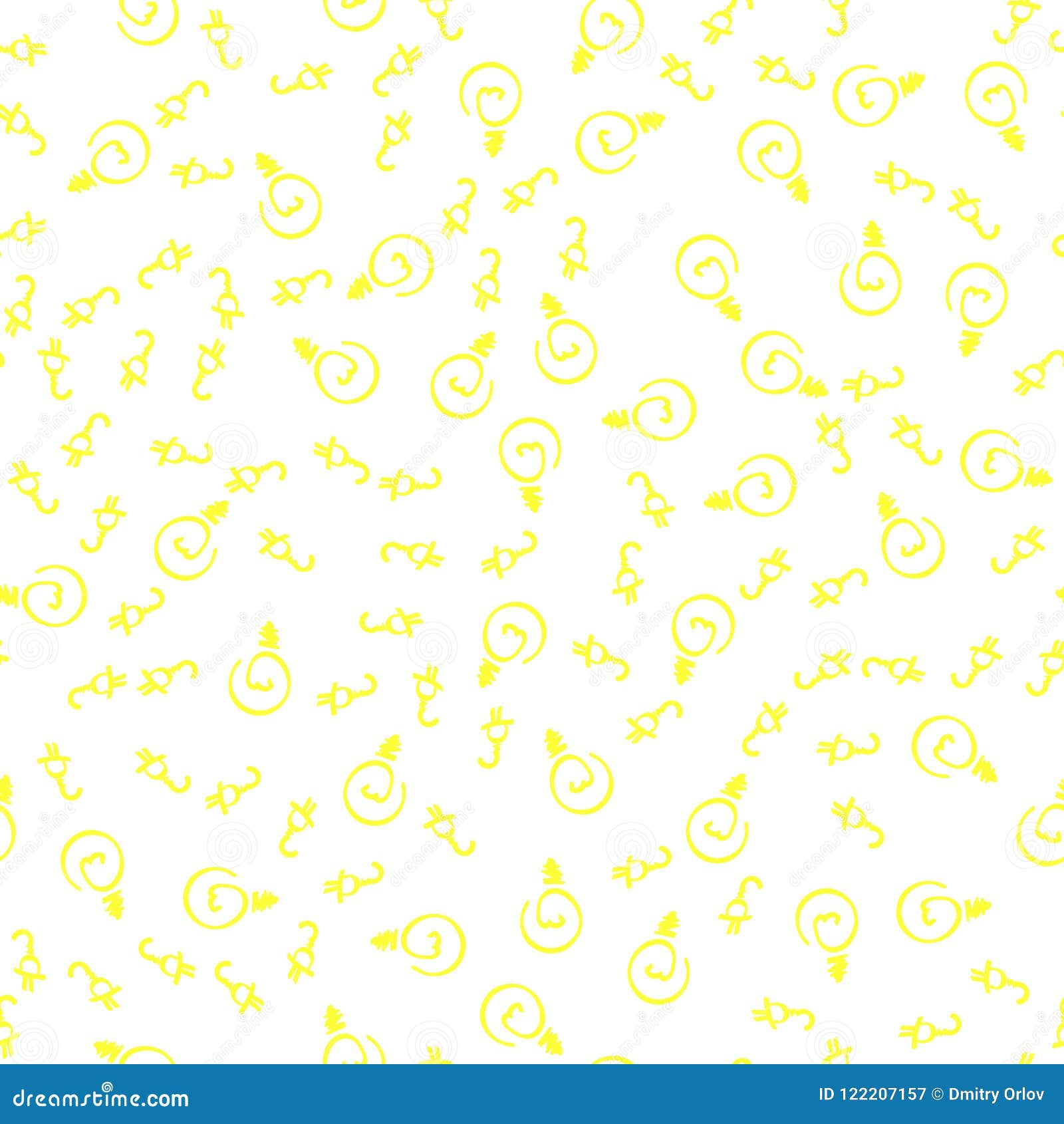Yellow Lightbulb Seamless Doodle Pattern.Vector Illustration in Doodle ...
