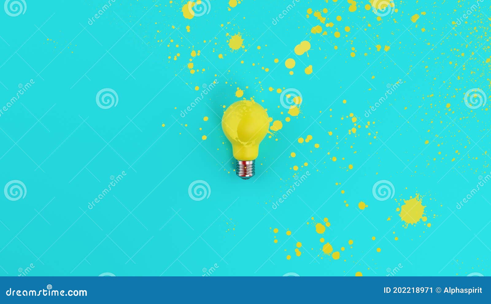 Yellow Lightbulb with Spray Effect on Cyan Background. Concept of ...