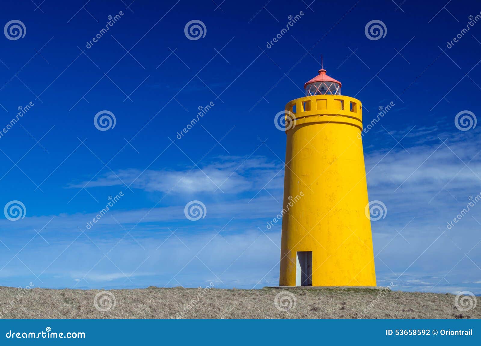 Yellow Lighthouse and Clear Blue Sky Stock Photo - Image of blue ...