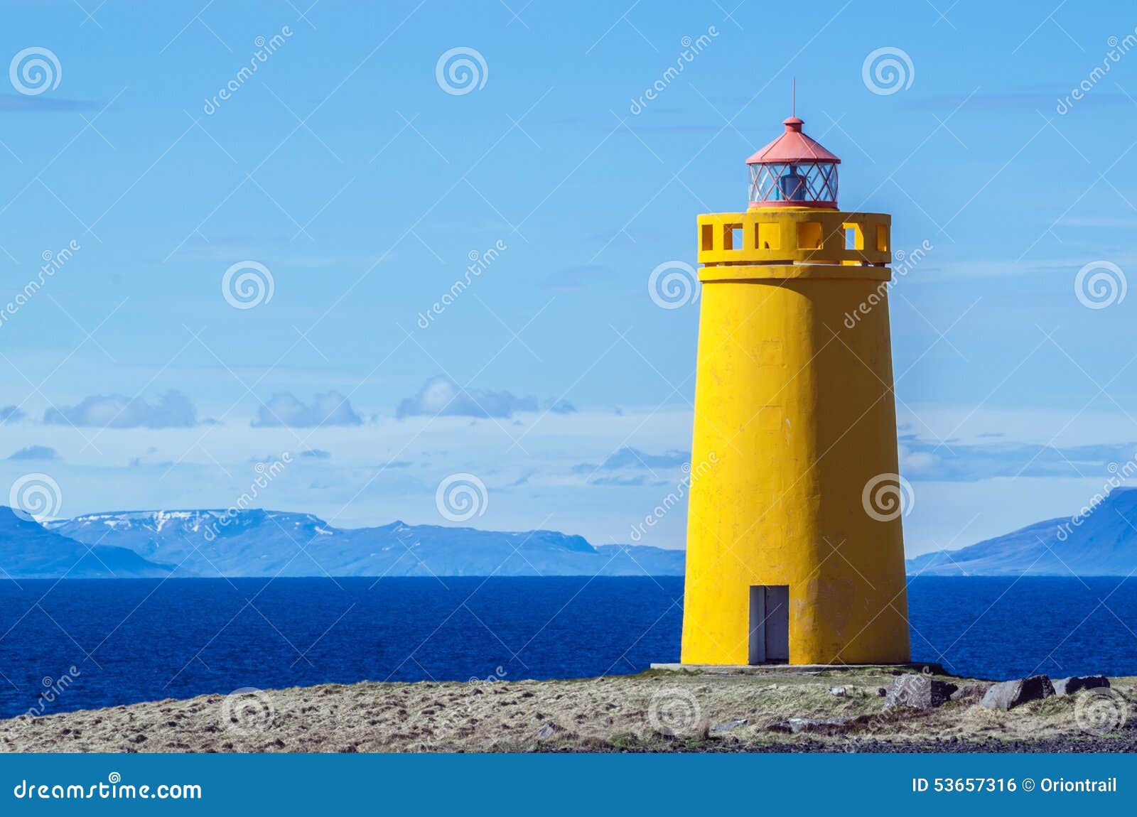 The Yellow And Red Lighthouse Of Pilsum With Dark Clouds In The ...