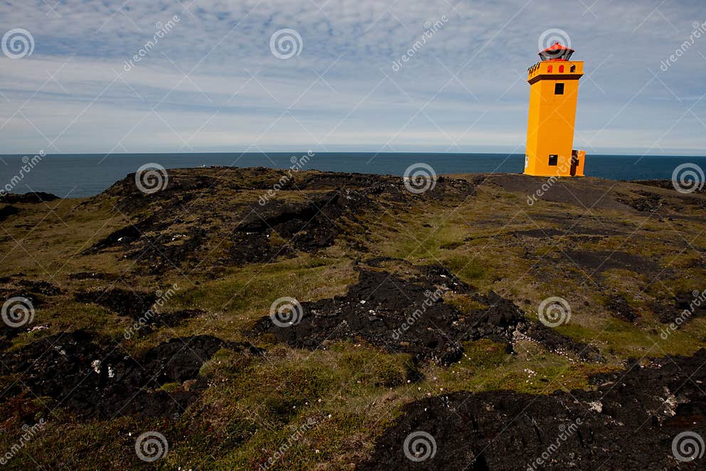 Yellow Lighthouse in Iceland Stock Image - Image of tower, scenic: 17859041