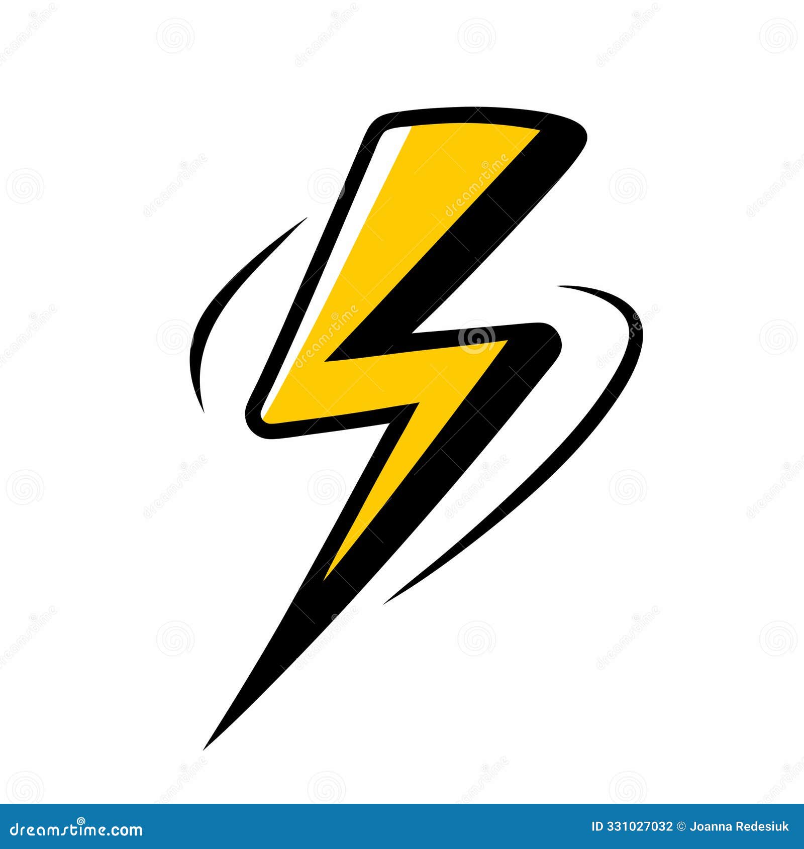 A Yellow Lightning Bolt with Black Outlines Appears Stock Illustration ...