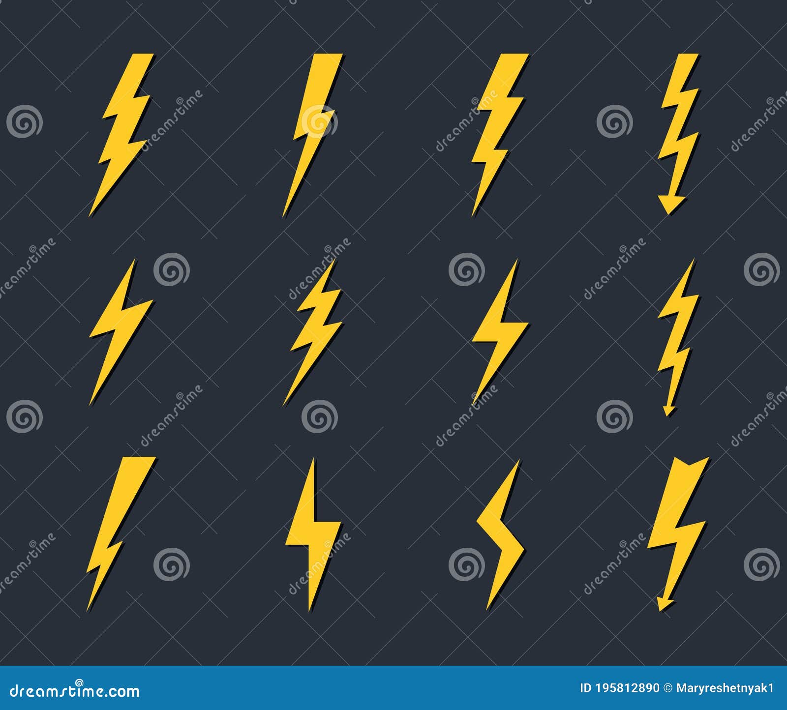 Yellow Lightning Bolt Icon Vector Flash Thunderbolt On Dark Backround