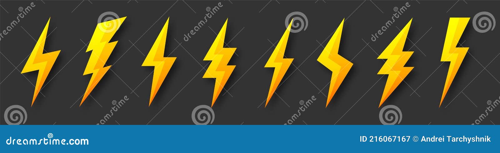 Yellow Lightning Bolt Icons Collection. Flash Symbol, Thunderbolt ...