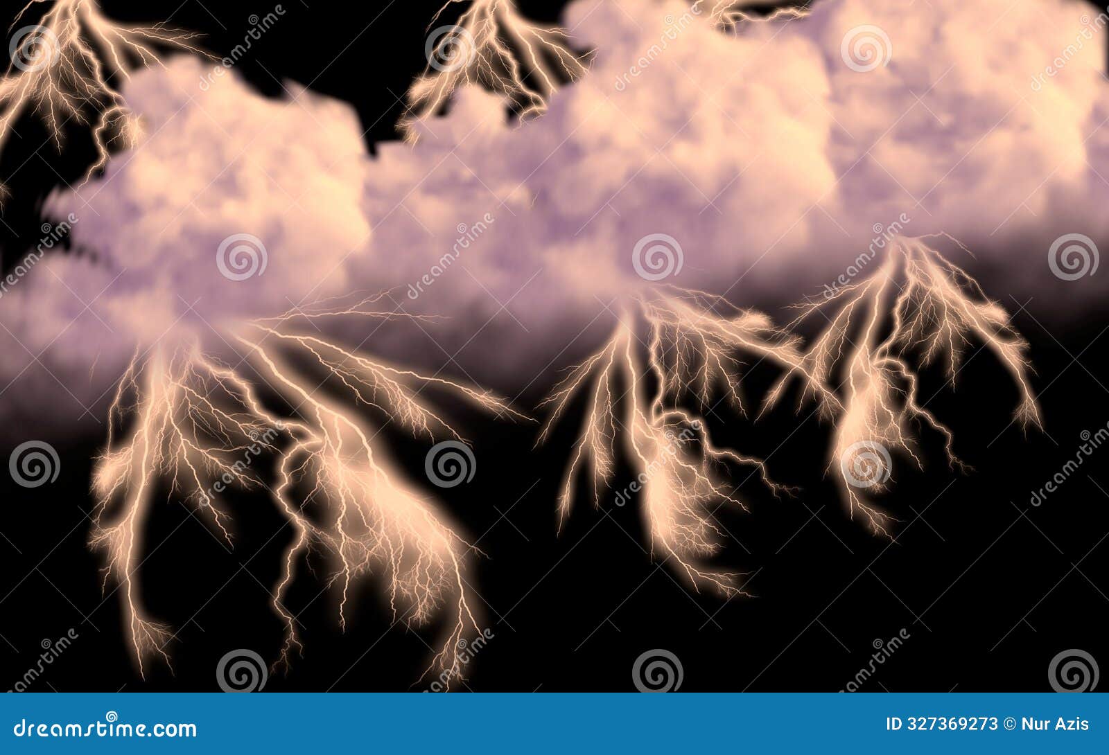 Yellow Lightning Flash and Clouds on Dark Background, Banner Design ...