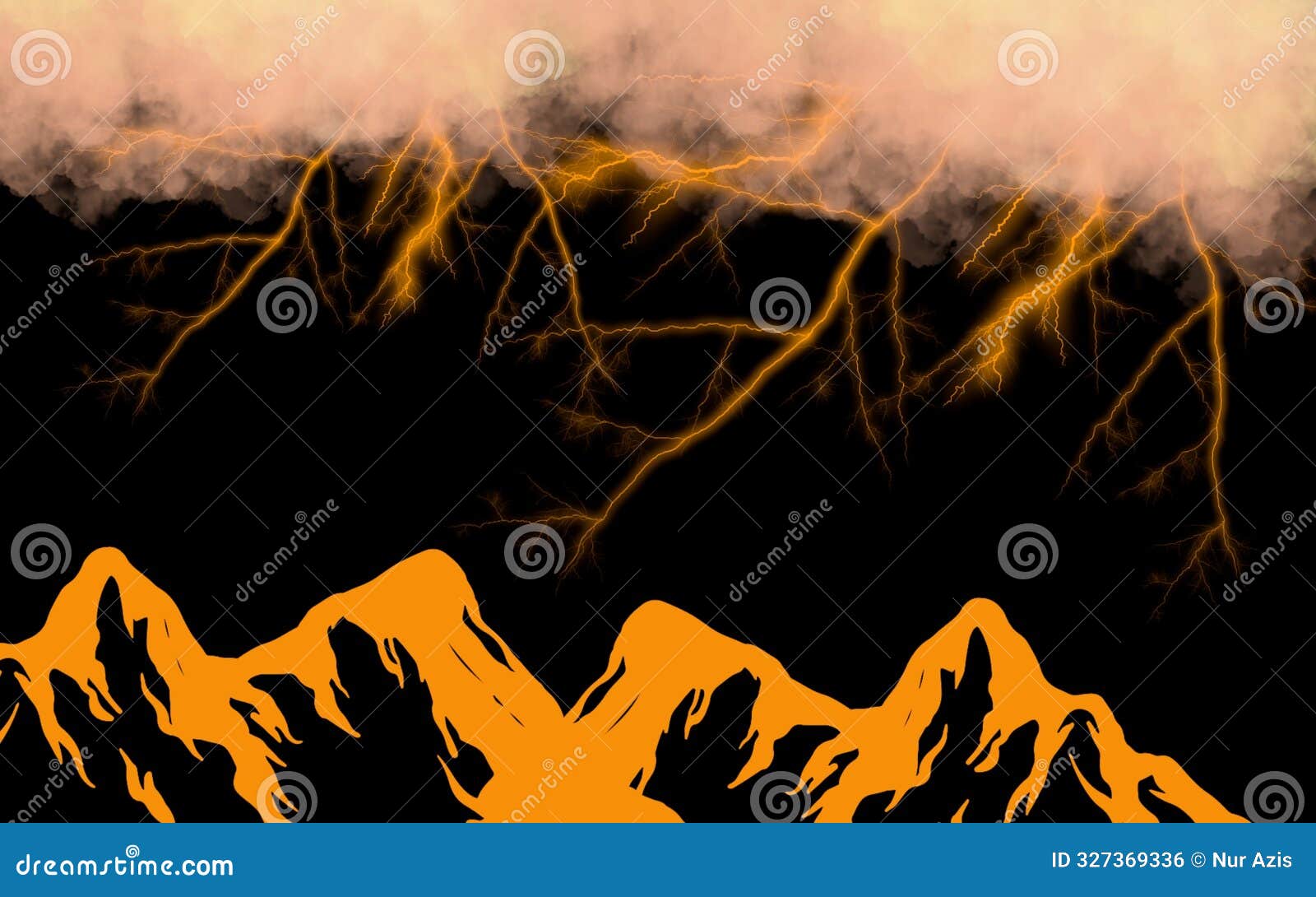 Yellow Lightning Flashes and Black Clouds. Electric Lightning, Flashes ...