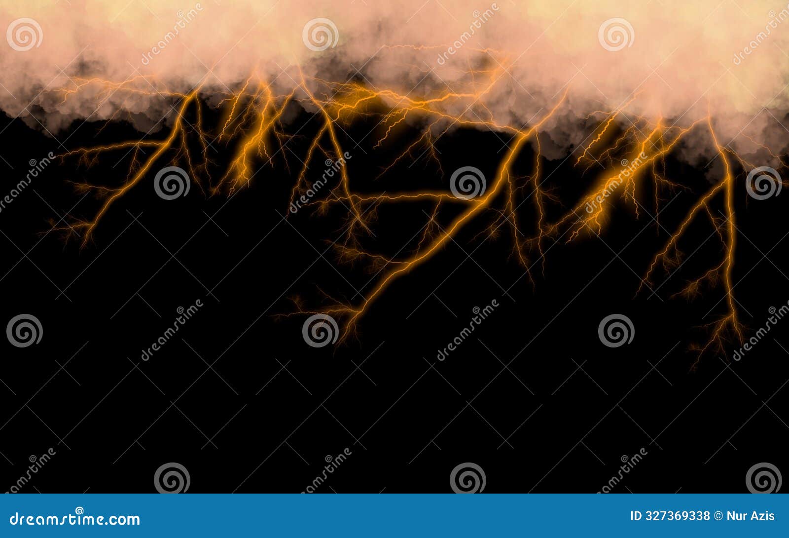 Yellow Lightning Flashes and Black Clouds. Electric Lightning, Flashes ...